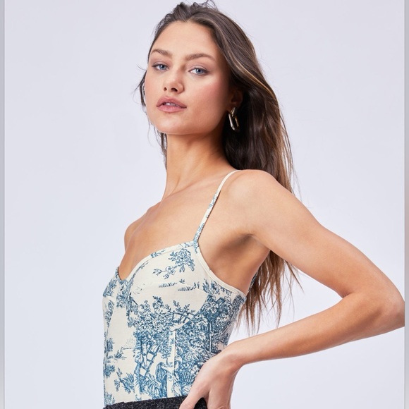 Cider | Tops | Cider Santorini Beach Vacation Toile De Jouy Bodysuit | Poshmark